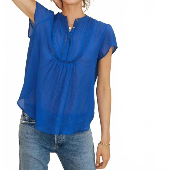 M.A.B.E. | Tops | New Mabe Freya Cotton Top In Cobalt Blue | Poshmark